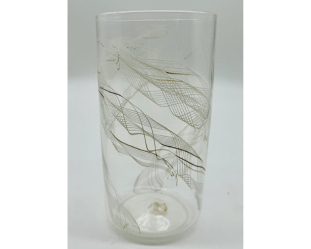 Hand Blown Glass: White and Gold Cane Tumbler Made by Kevin Lurie - Etsy