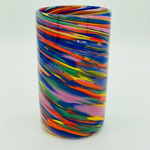 Hand Blown Glass: Rainbow Twist Tumbler - Etsy
