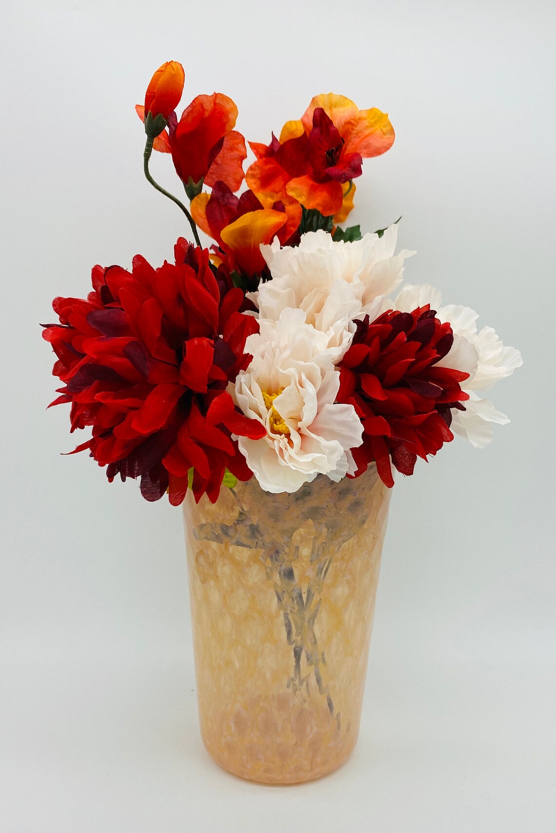 Hand Blown Peach Glass Vase - Etsy