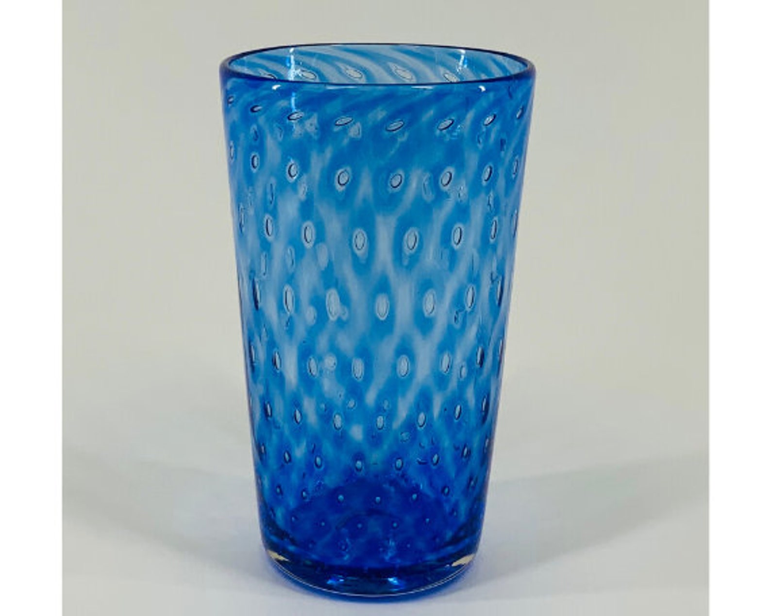 Hand Blown Glass: Blue Bubble Pint Glass - Etsy