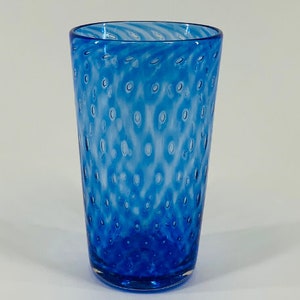 Hand Blown Glass: Blue Bubble Pint Glass - Etsy