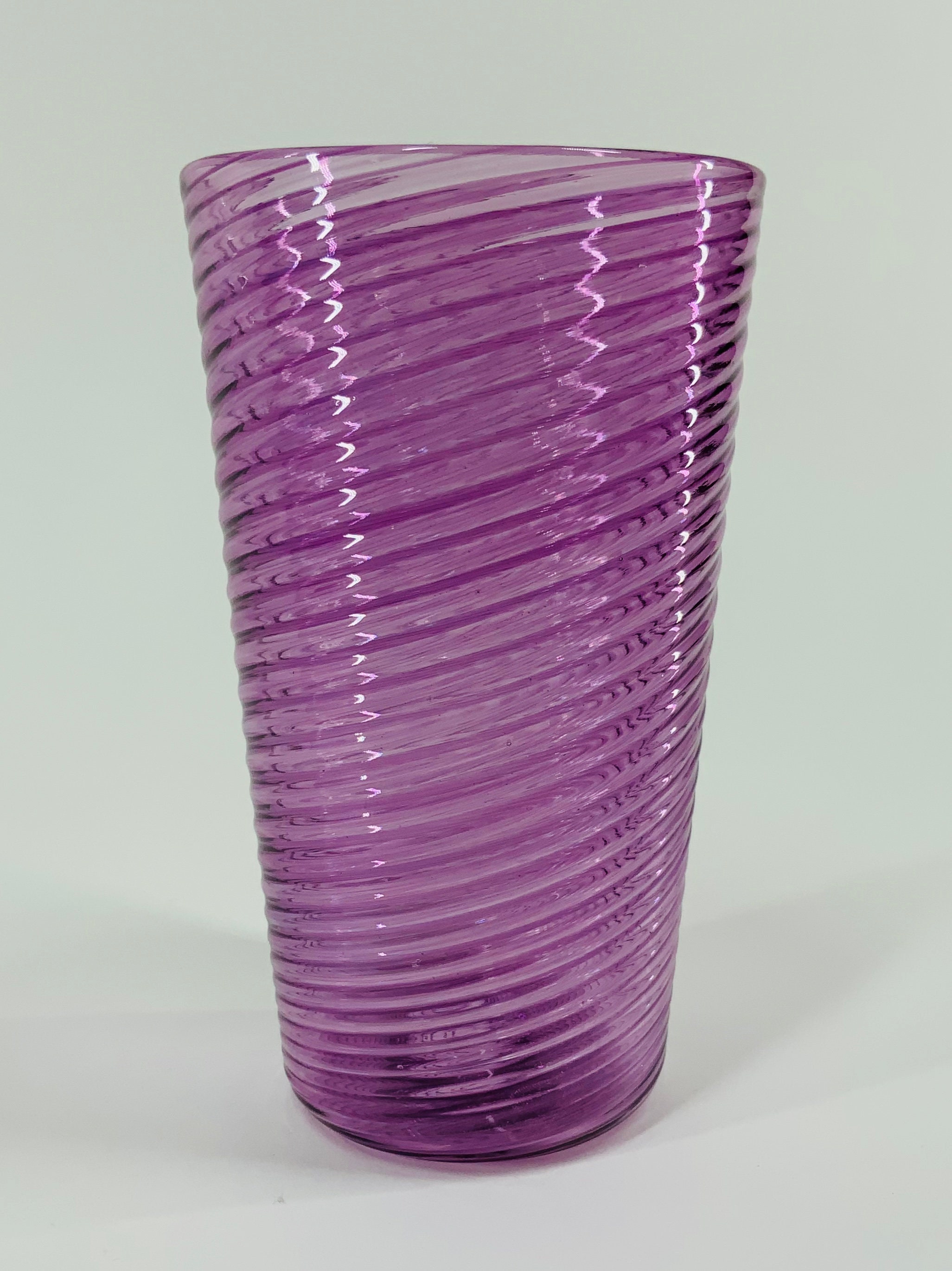 Hand Blown Glass: Purple Optic Twist Pint Glass - Etsy