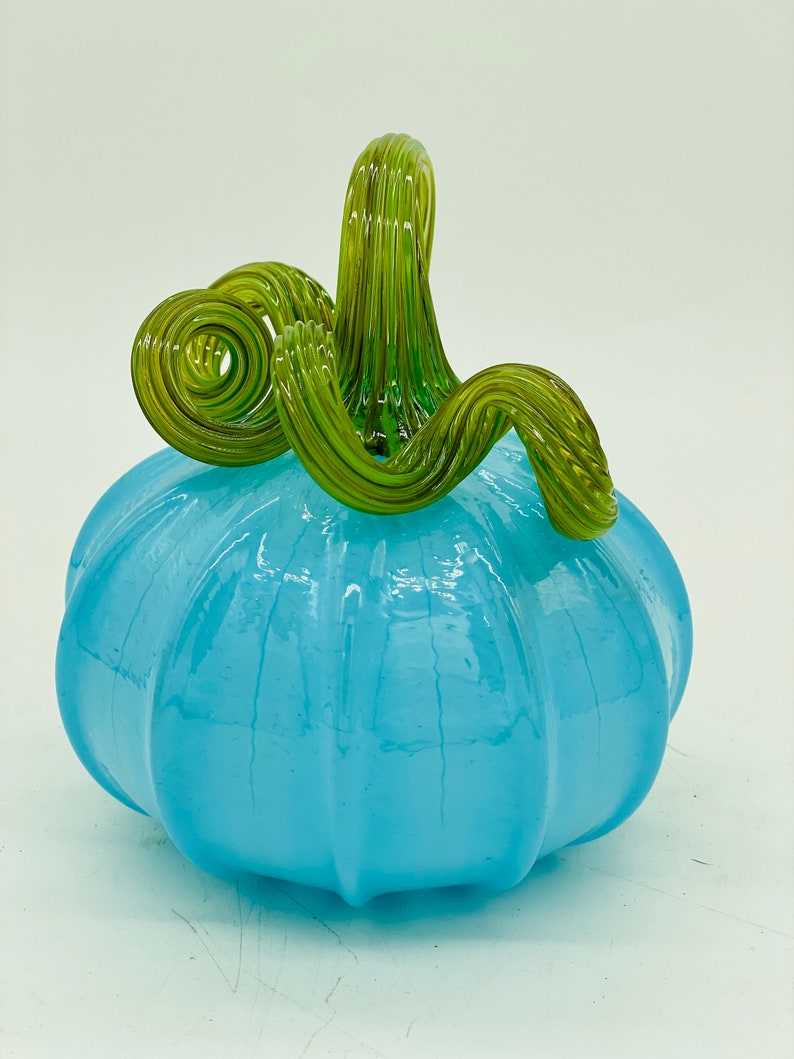Hand Blown Glass: Robins Egg Blue Pumpkin - Etsy