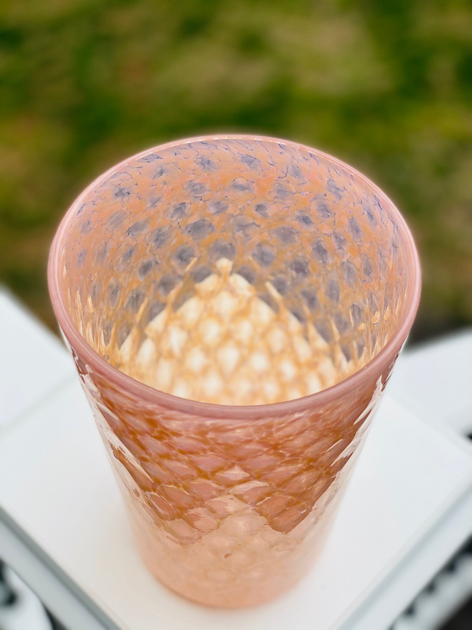 Hand Blown Peach Glass Vase - Etsy