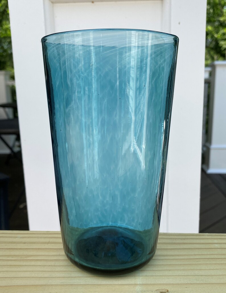 Hand Blown Glass: Steel Blue Pint Glass - Etsy