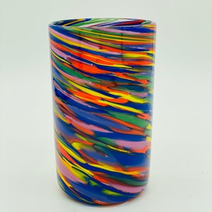 Hand Blown Glass: Rainbow Twist Tumbler - Etsy