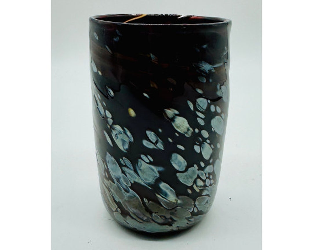 Hand Blown Glass: Dark Purple and Silver Tumbler Made by Kevin Lurie - Etsy
