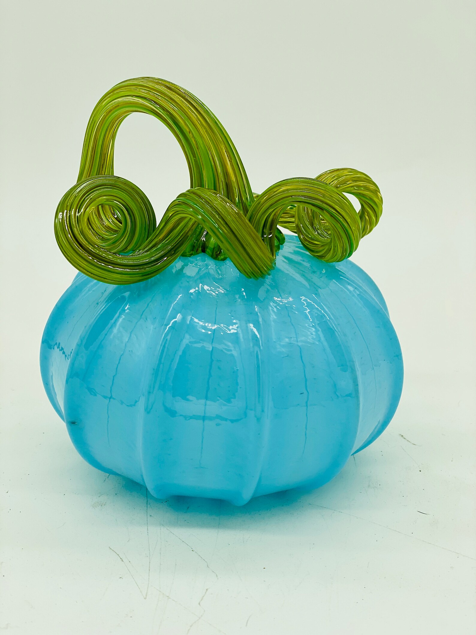 Hand Blown Glass: Robins Egg Blue Pumpkin - Etsy