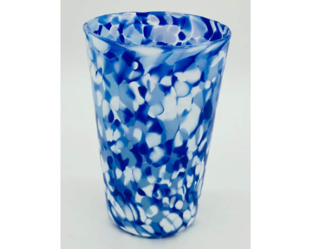 Hand Blown Glass: Blue Camo Pint Glass - Etsy