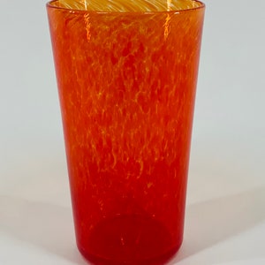 Hand Blown Glass: Orange Pint Glass - Etsy