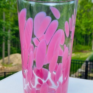 Hand Blown Glass: Pink Polka Dot Pint Glass - Etsy