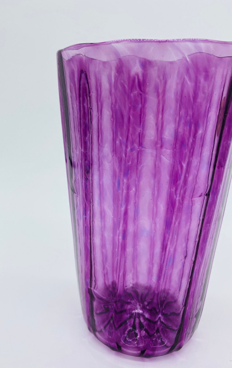 Hand Blown Glass: Purple Straight Optic Pint Glass - Etsy
