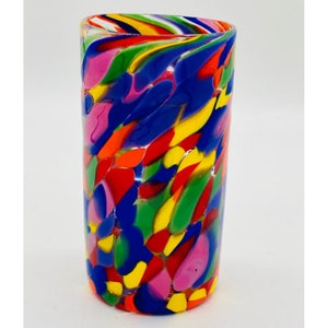 Hand Blown Glass: Rainbow Tumbler - Etsy