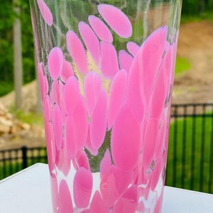Hand Blown Glass: Pink Polka Dot Pint Glass - Etsy