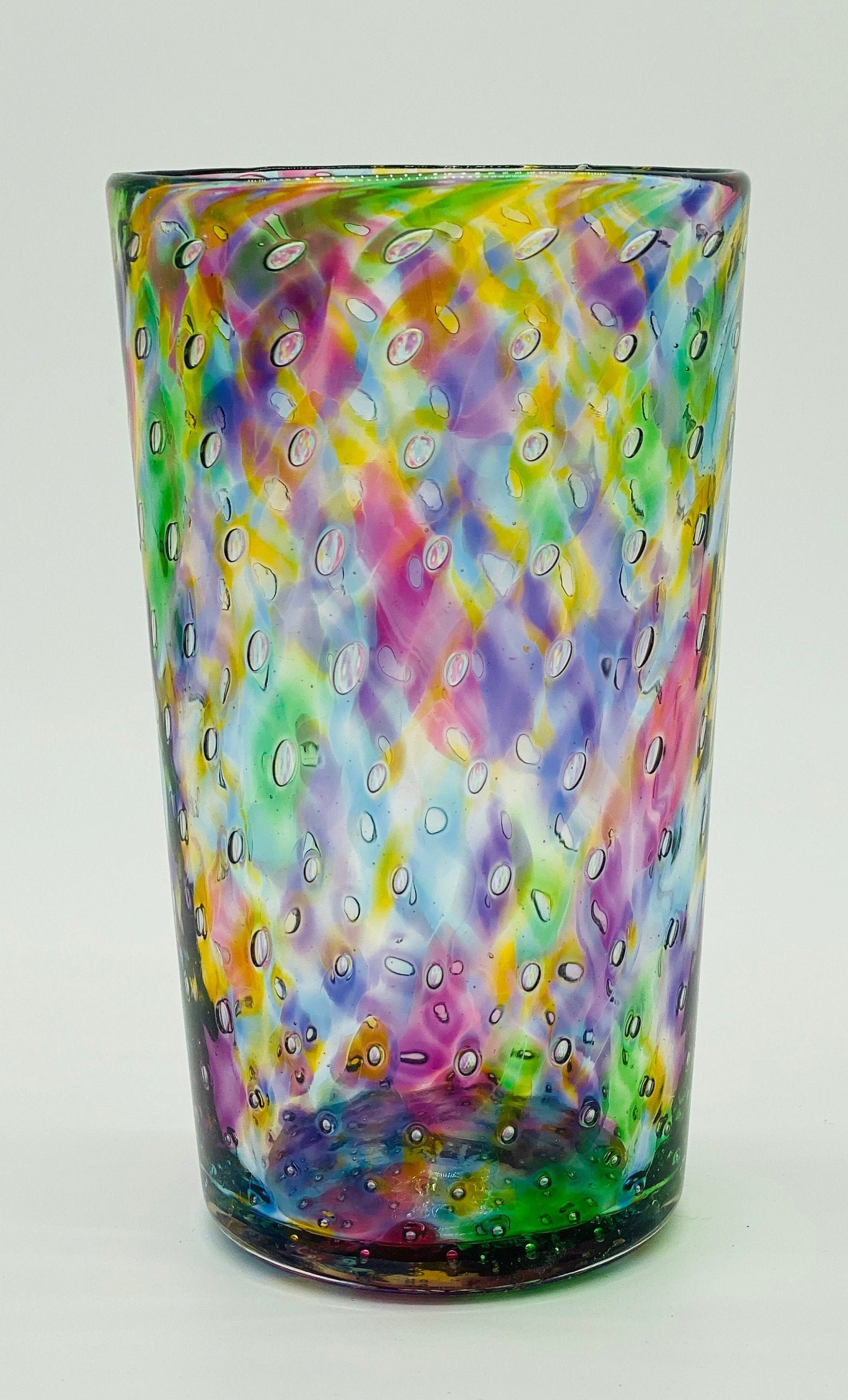 Hand Blown Glass: Purple Mix Bubble Pint Glass - Etsy
