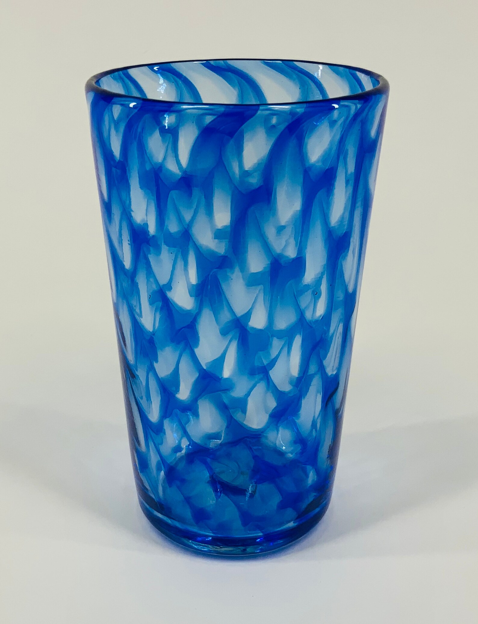 Hand Blown Glass: Blue Double Optic Pint Glass - Etsy