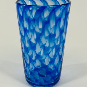 Hand Blown Glass: Blue Double Optic Pint Glass - Etsy