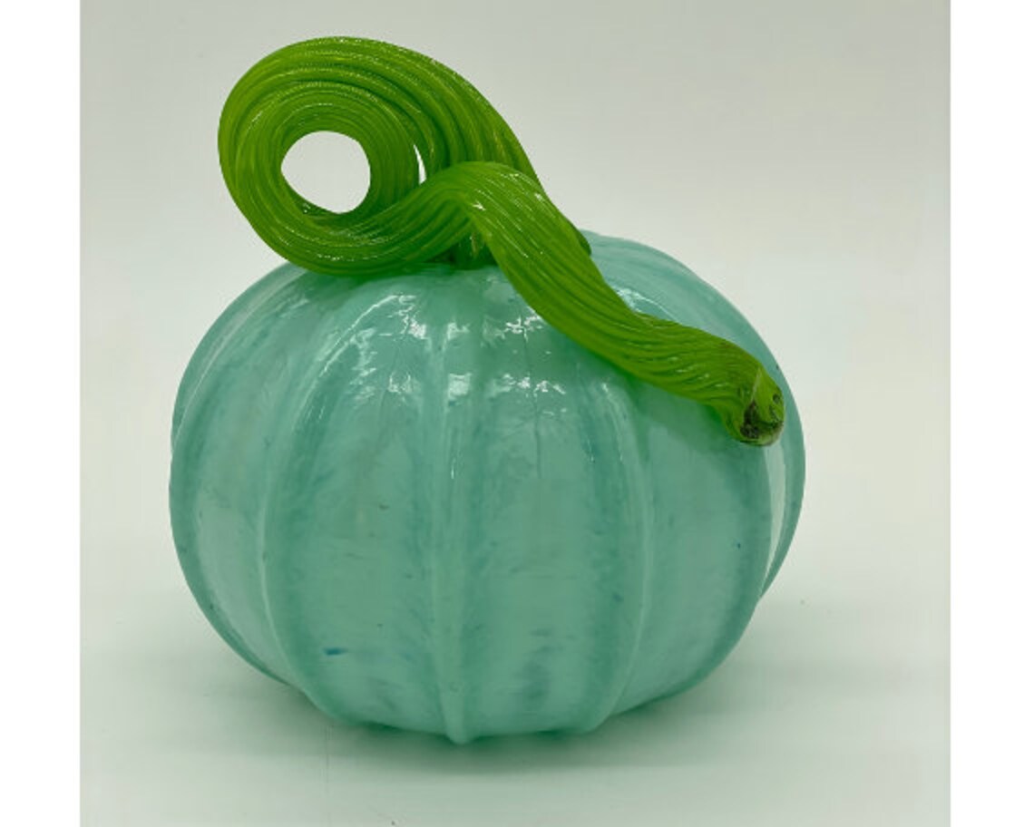Hand Blown Glass: Robins Egg Blue Pumpkin | Etsy