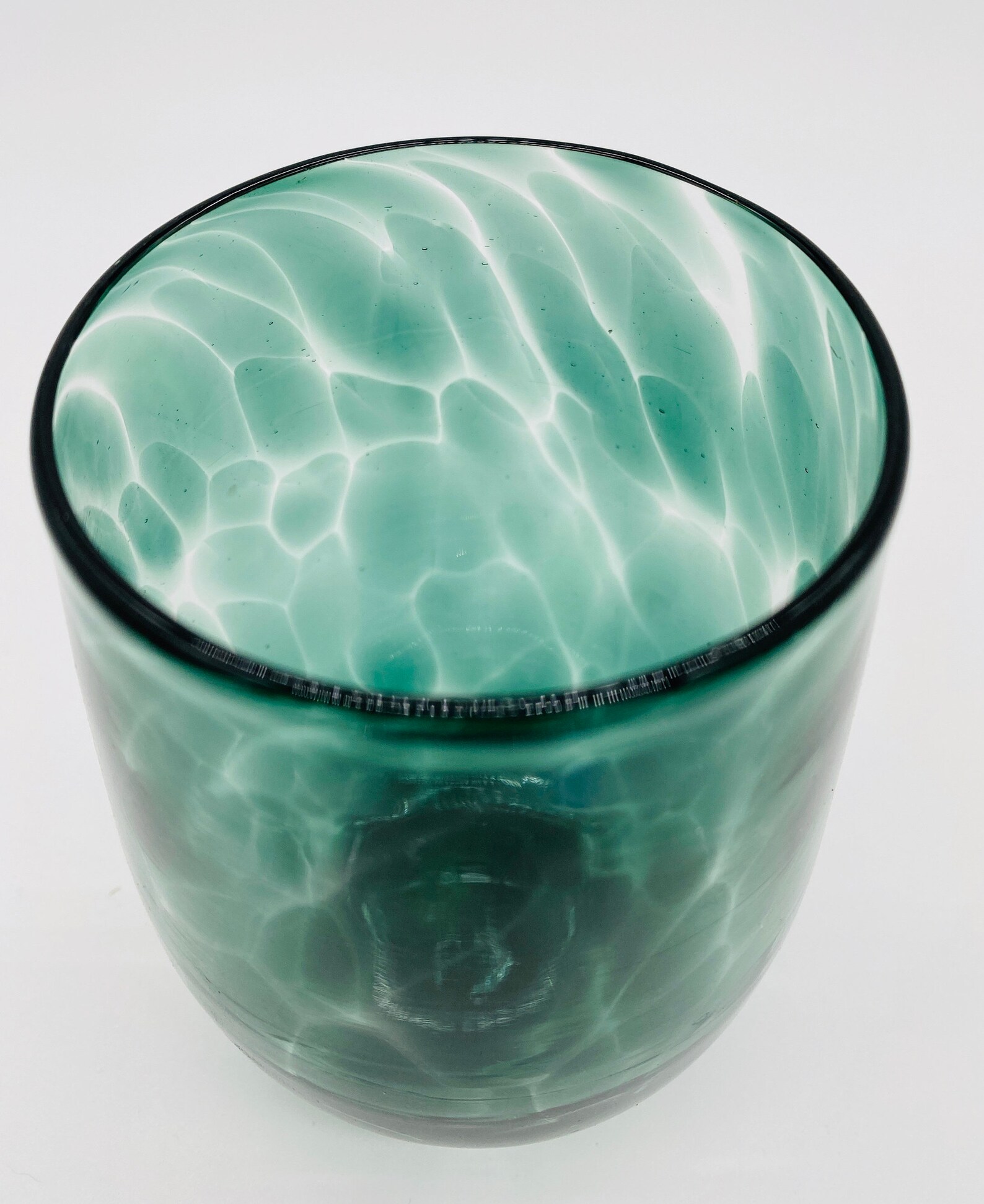 Hand Blown Glass: Steel Grey green Stemless Wine Glass | Etsy