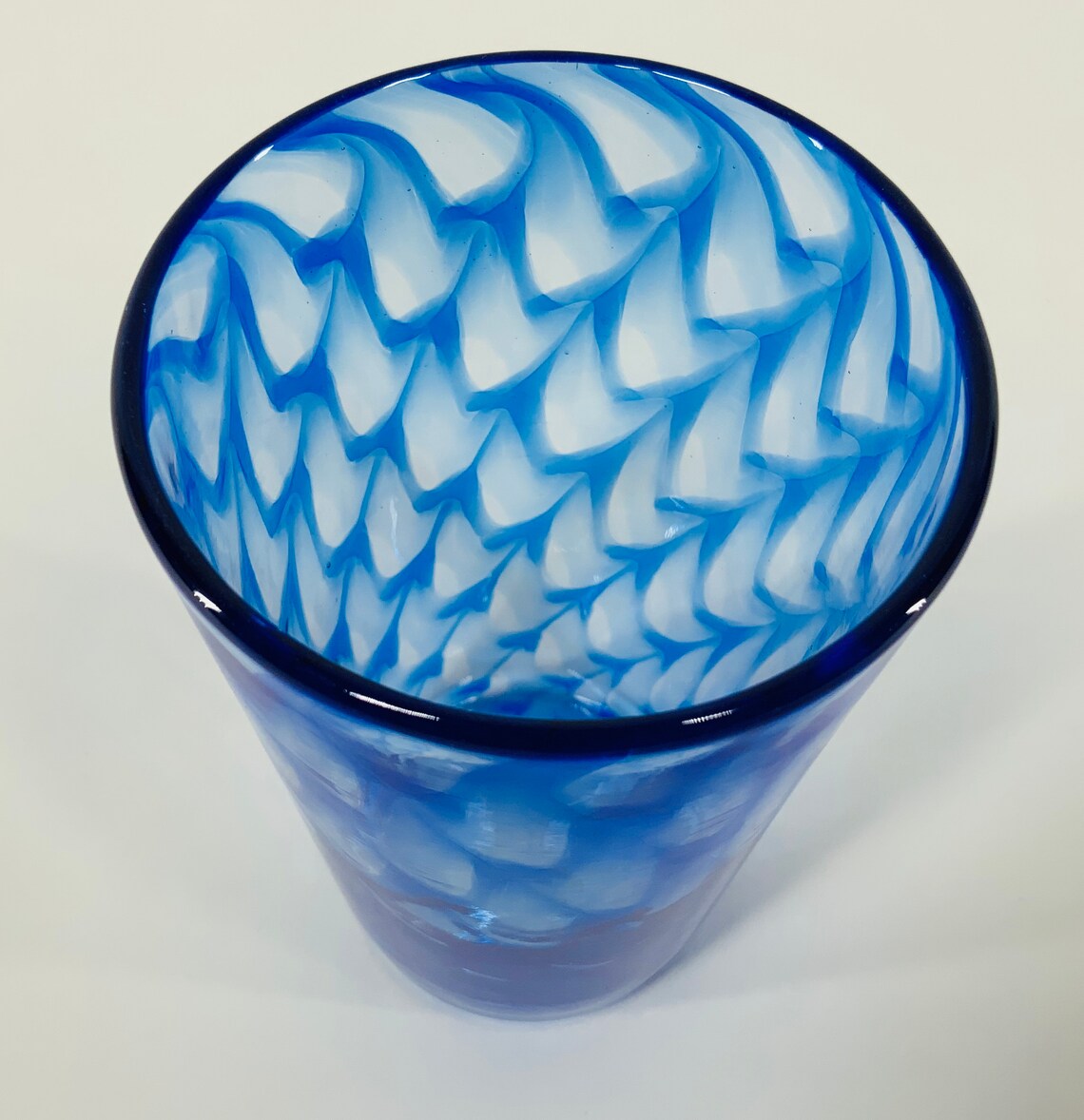 Hand Blown Glass: Blue Double Optic Pint Glass - Etsy