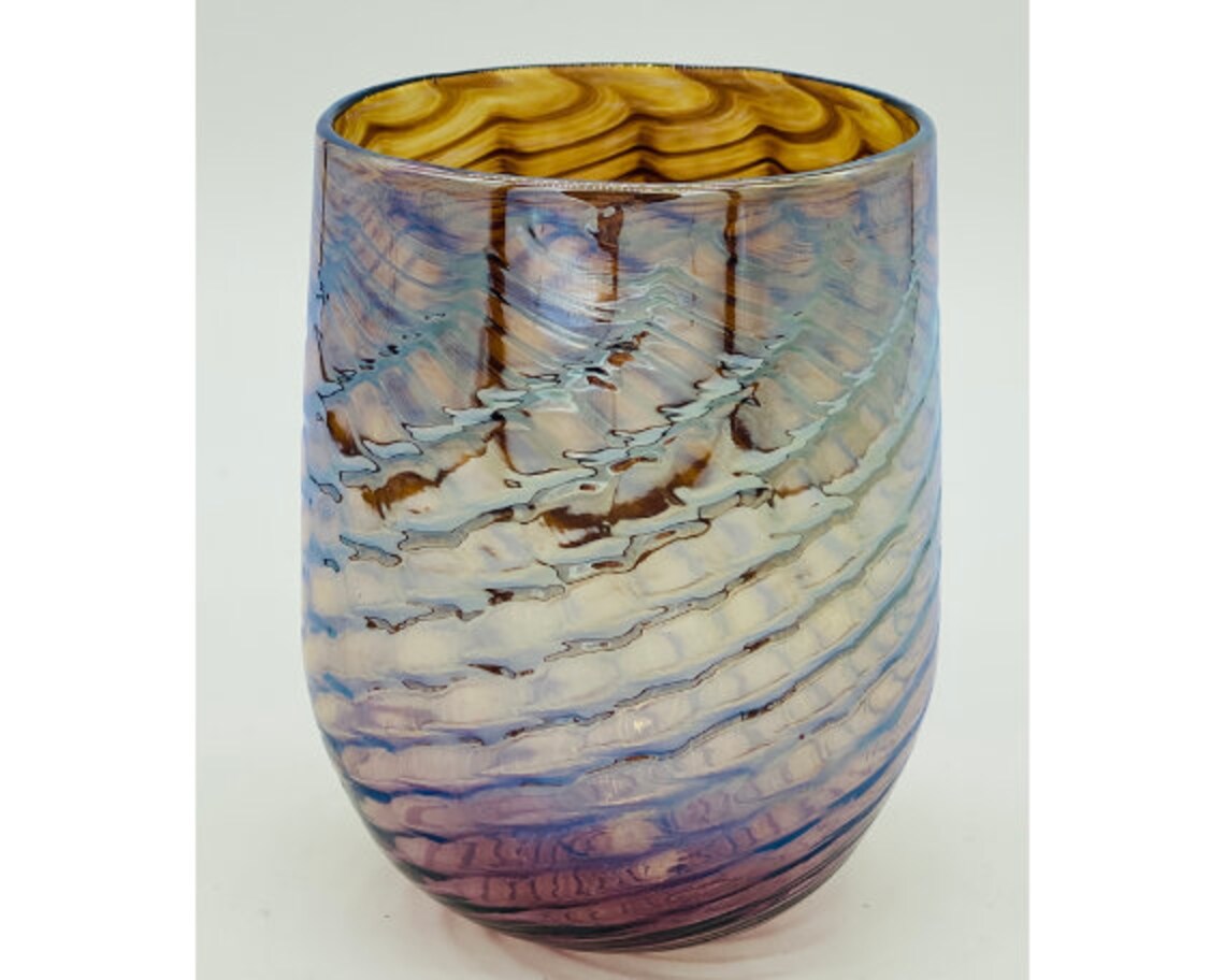 Hand Blown Glass: Purple dragon Scales Stemless | Etsy