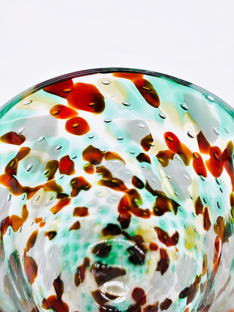 Hand Blown Glass: Christmas Bubble Stemless Wine Glass | Etsy