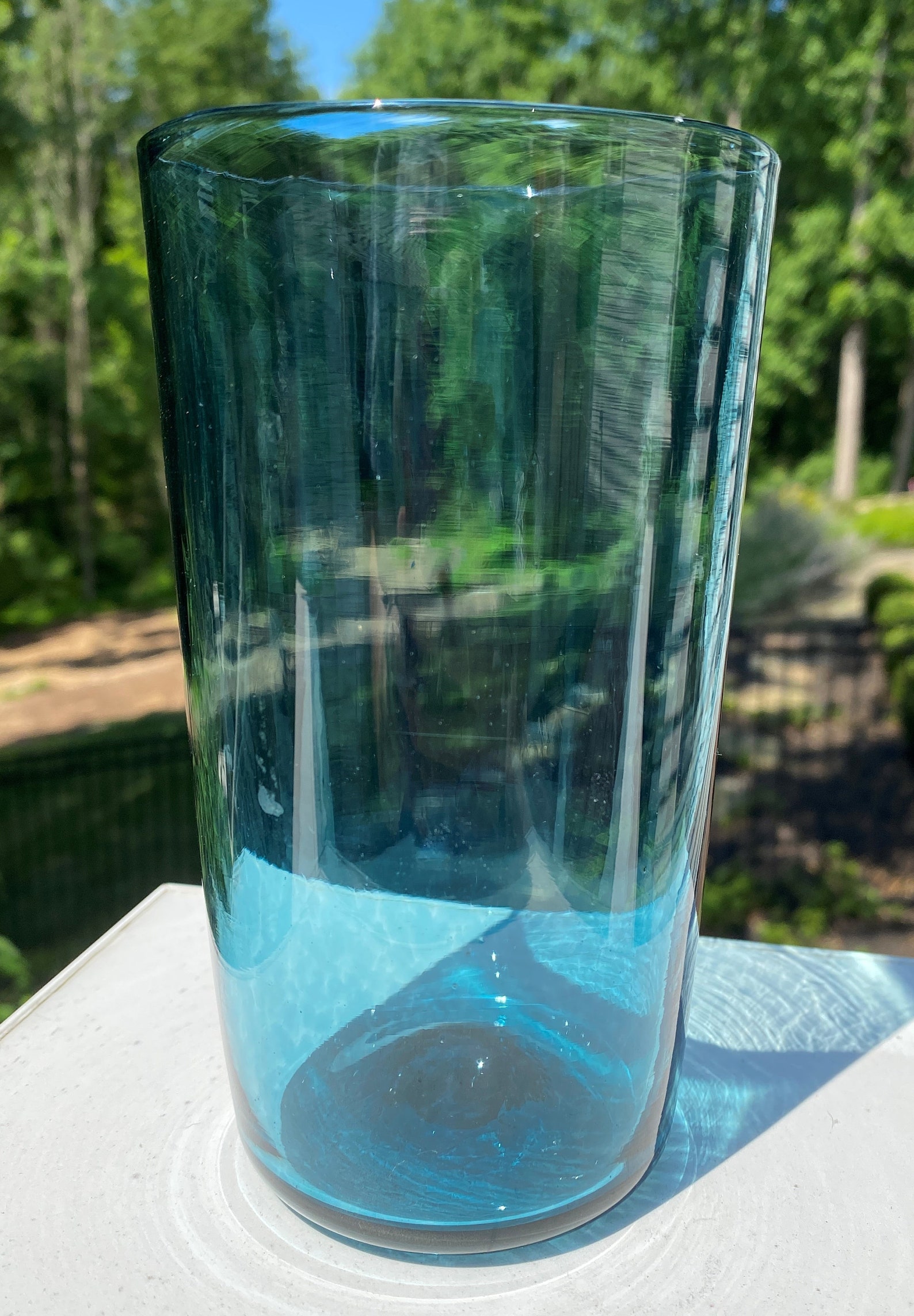 Hand Blown Glass: Steel Blue Pint Glass - Etsy
