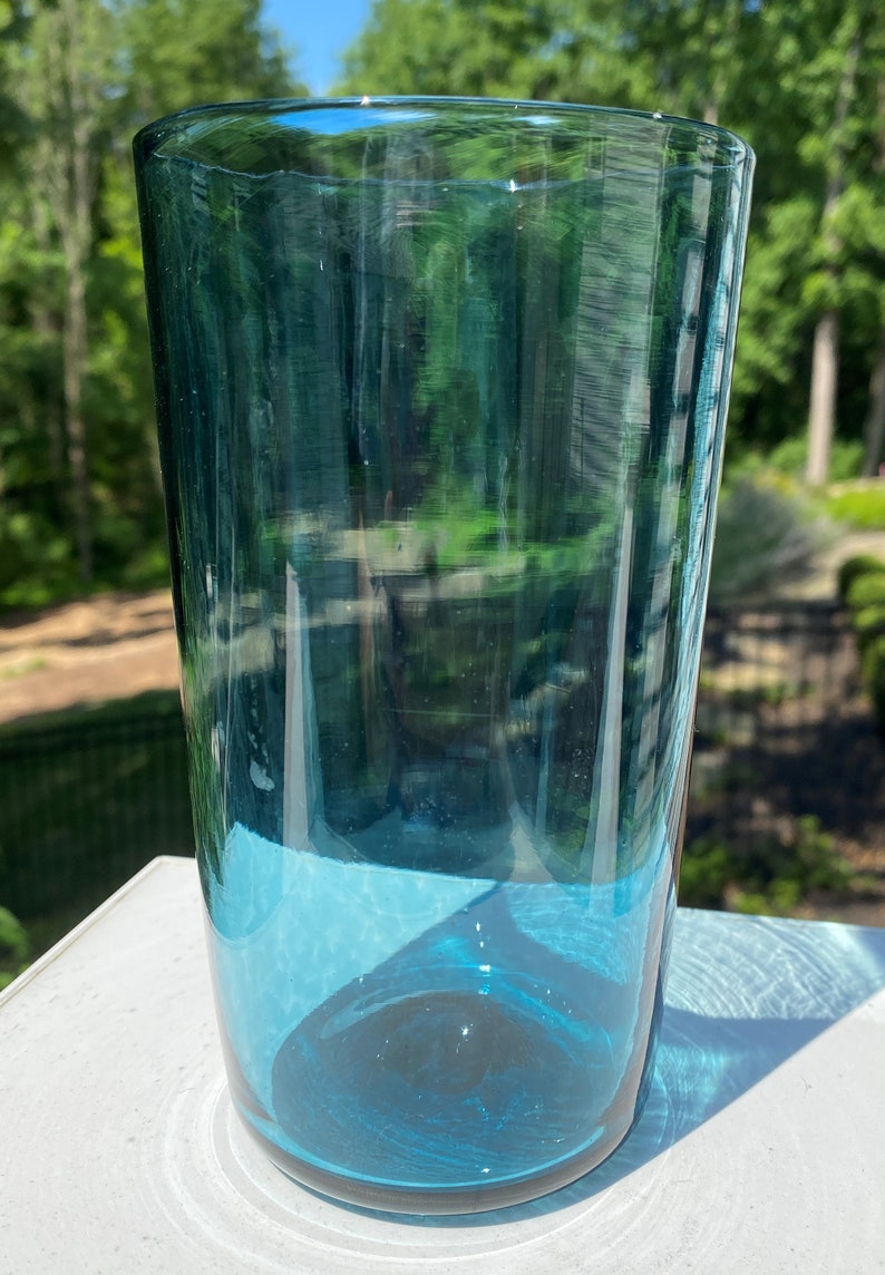 Hand Blown Glass: Steel Blue Pint Glass - Etsy