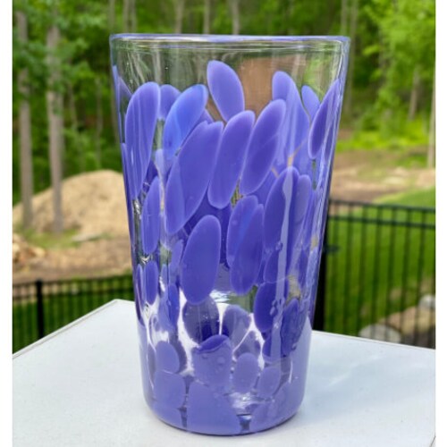 Hand Blown Glass: Purple Straight Optic Pint Glass - Etsy