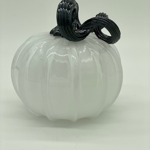 Hand Blown Glass: White and Black Pumpkin - Etsy