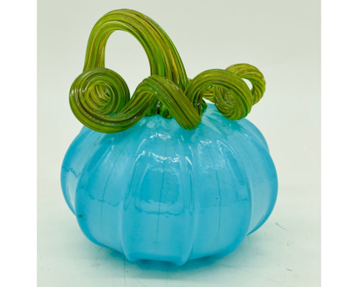 Hand Blown Glass: Robins Egg Blue Pumpkin - Etsy