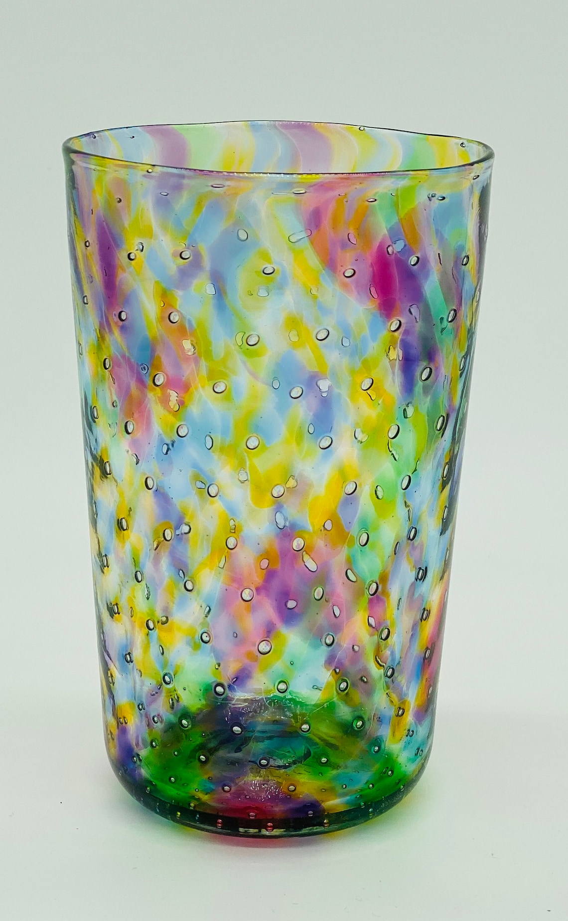 Hand Blown Glass: Purple Mix Bubble Pint Glass - Etsy