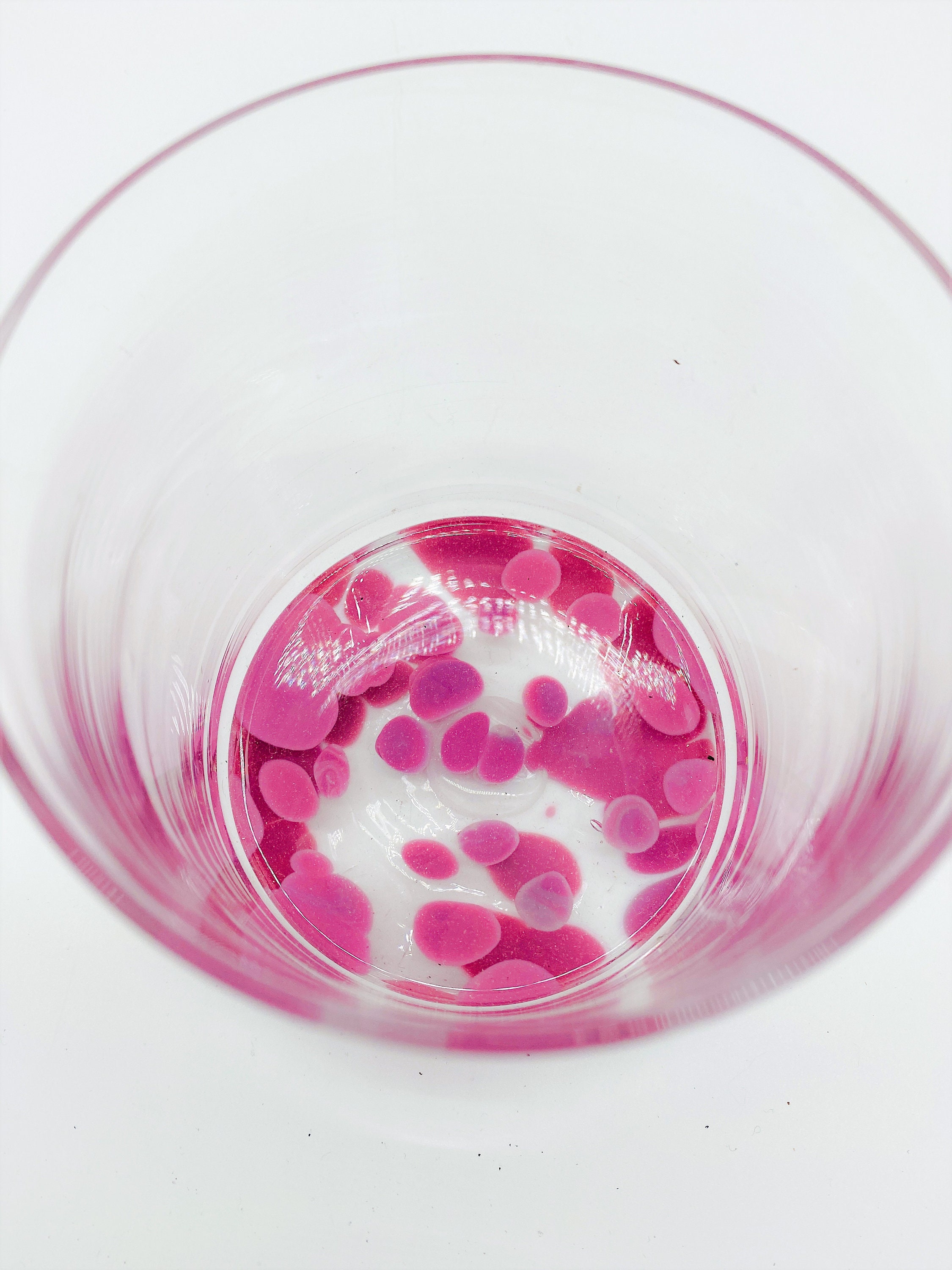 Hand Blown Glass: Pink Polka Dot Rocks Glass - Etsy