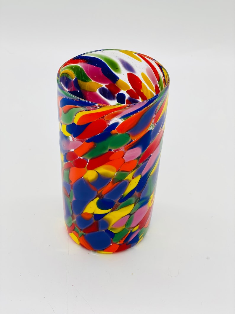 Hand Blown Glass: Rainbow Tumbler | Etsy