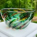 Hand Blown Glass: Green Mix Optic Twist Bowl - Etsy