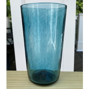 Hand Blown Glass: Steel Blue Pint Glass - Etsy