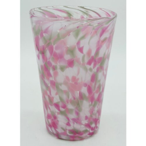 Hand Blown Glass: Pink Polka Dot Rocks Glass - Etsy