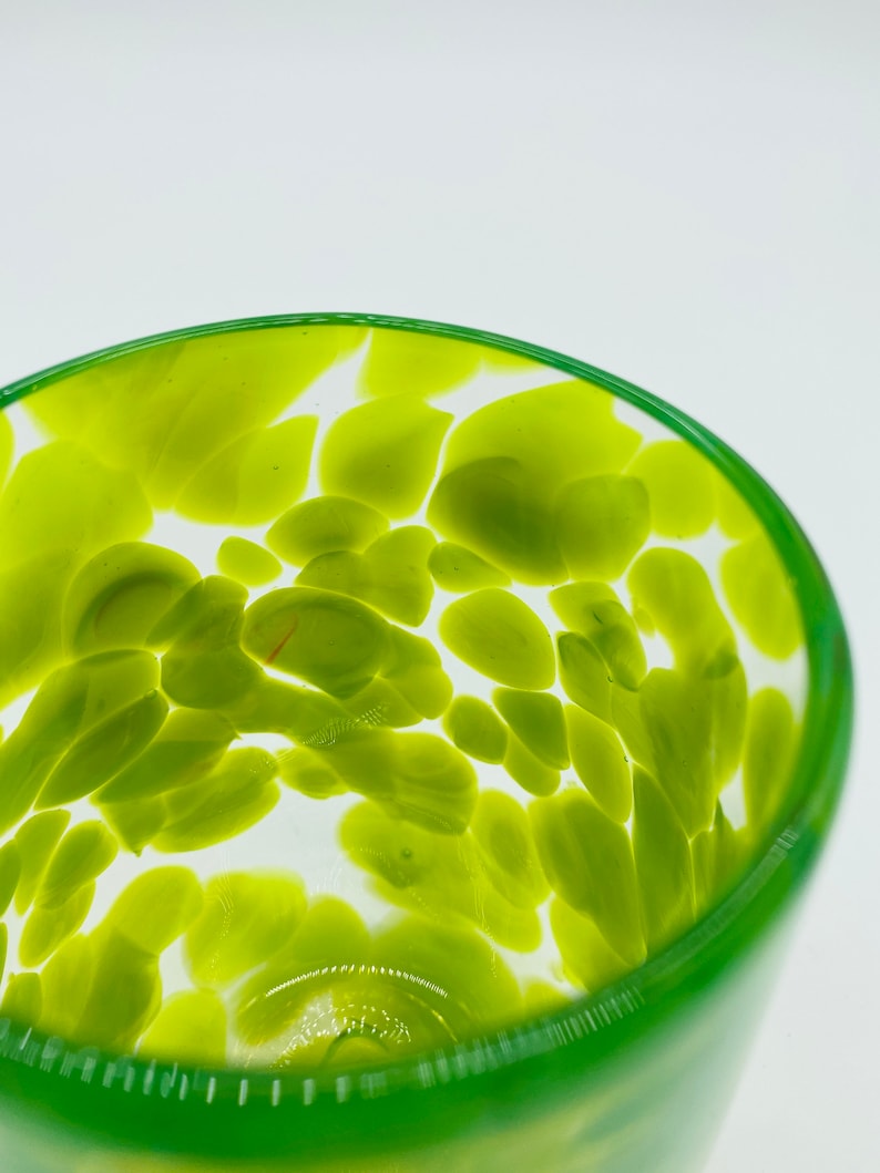 Hand Blown Glass: Lime Green Stemless Wine Glass - Etsy