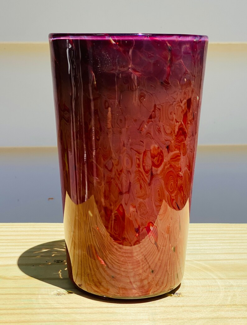 Hand Blown Glass: Red Marbled Pint Glass - Etsy