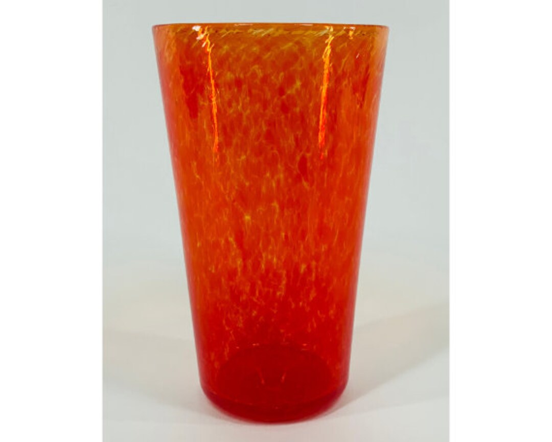 Hand Blown Glass: Orange Pint Glass - Etsy