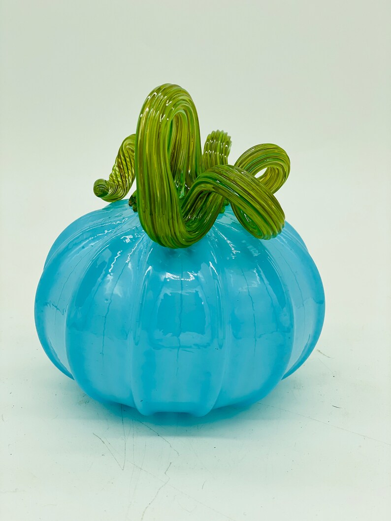 Hand Blown Glass: Robins Egg Blue Pumpkin - Etsy