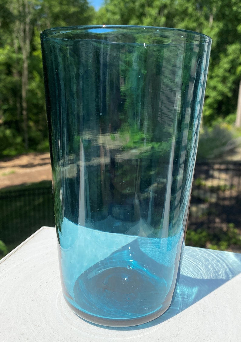Hand Blown Glass: Steel Blue Pint Glass - Etsy