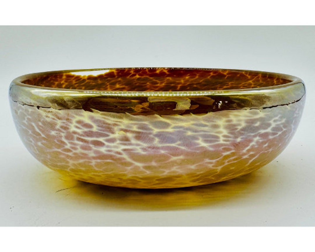 Hand Blown Glass: Gold Low Bowl/ Dish Made by Kevin Lurie - Etsy
