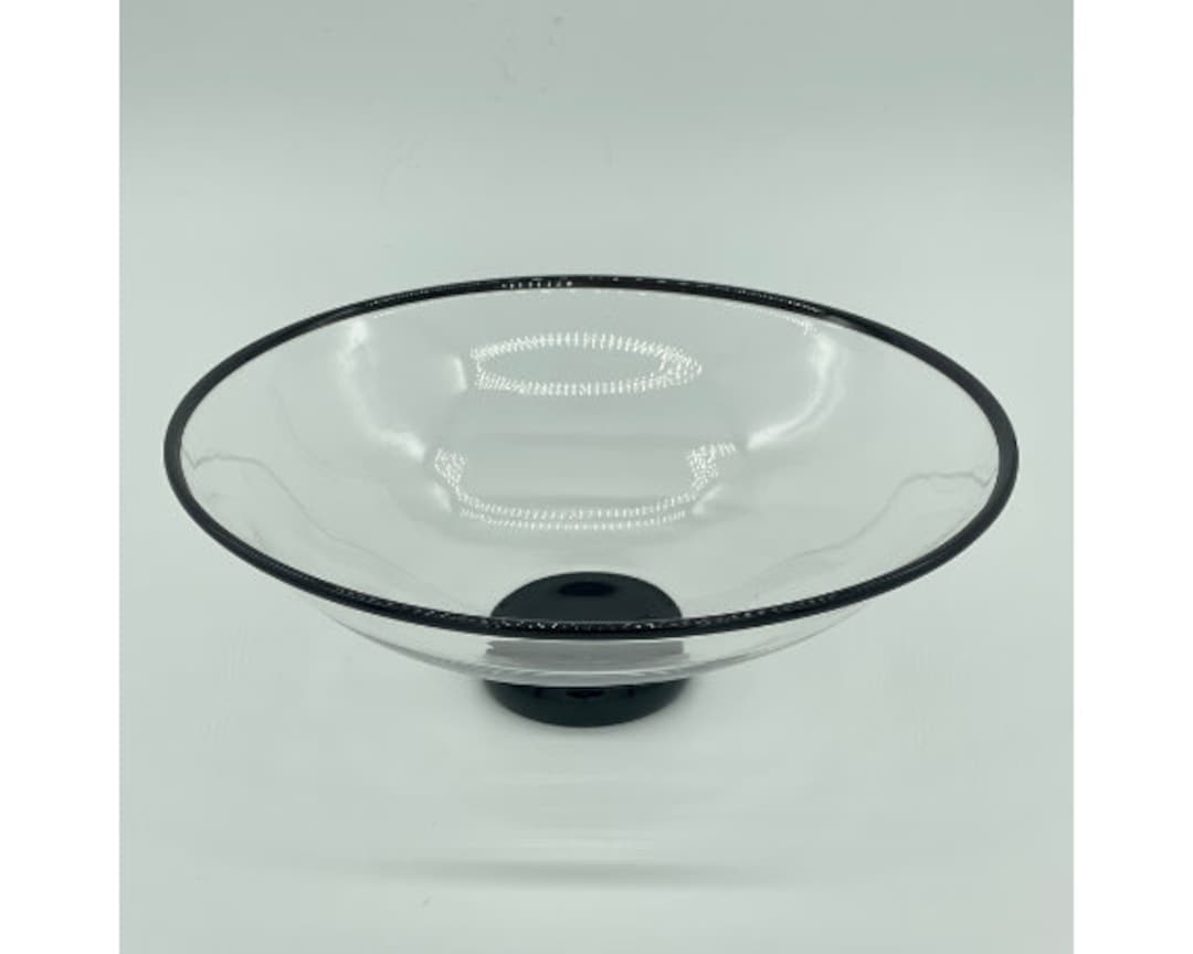 Hand Blown Glass: Clear Bowl With Purple Lip and Foot- Made by Kevin ...