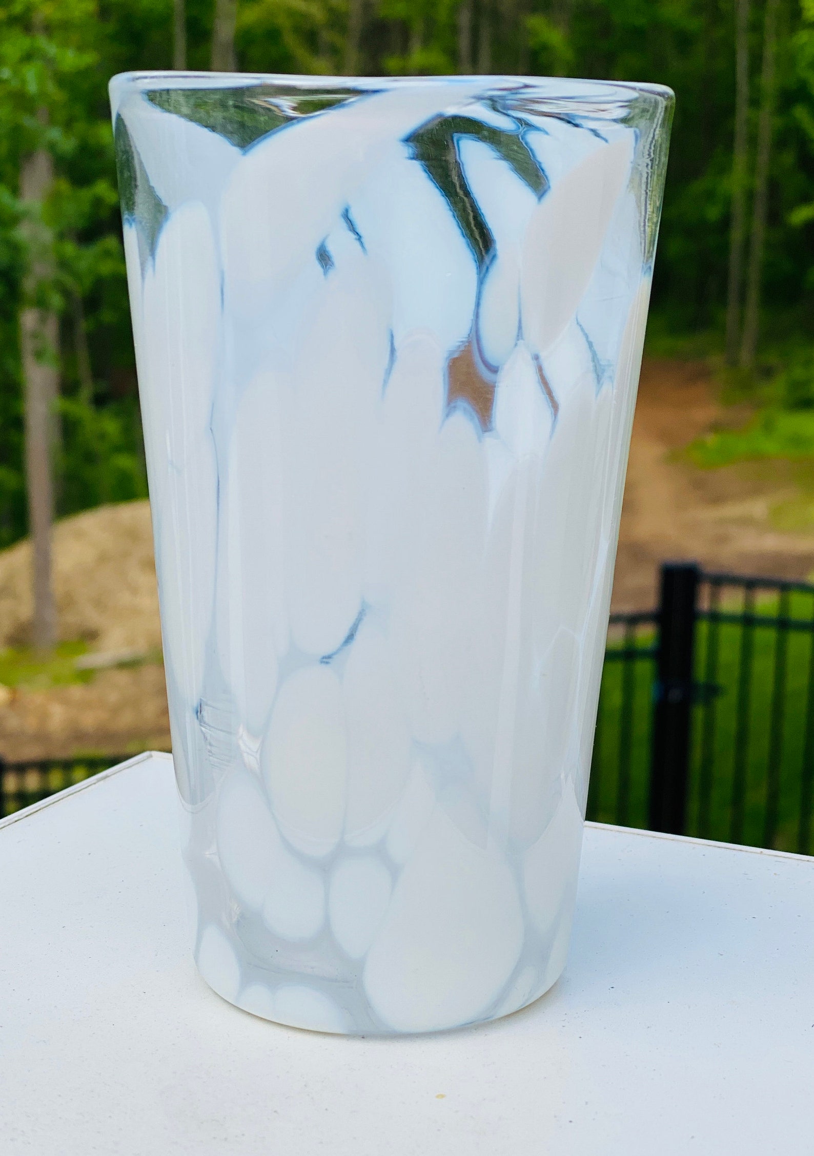 Hand Blown Glass: White Polka Dot Pint Glass - Etsy