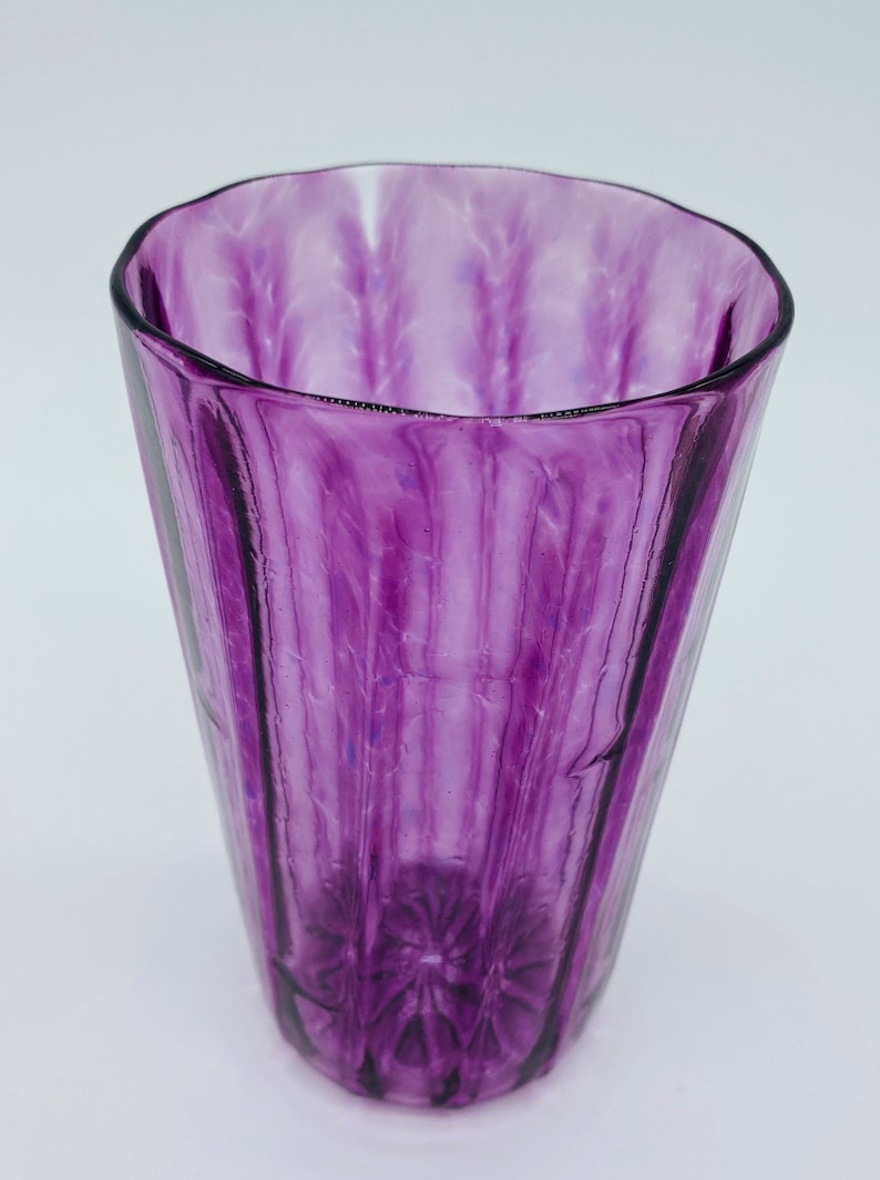 Hand Blown Glass: Purple Straight Optic Pint Glass - Etsy