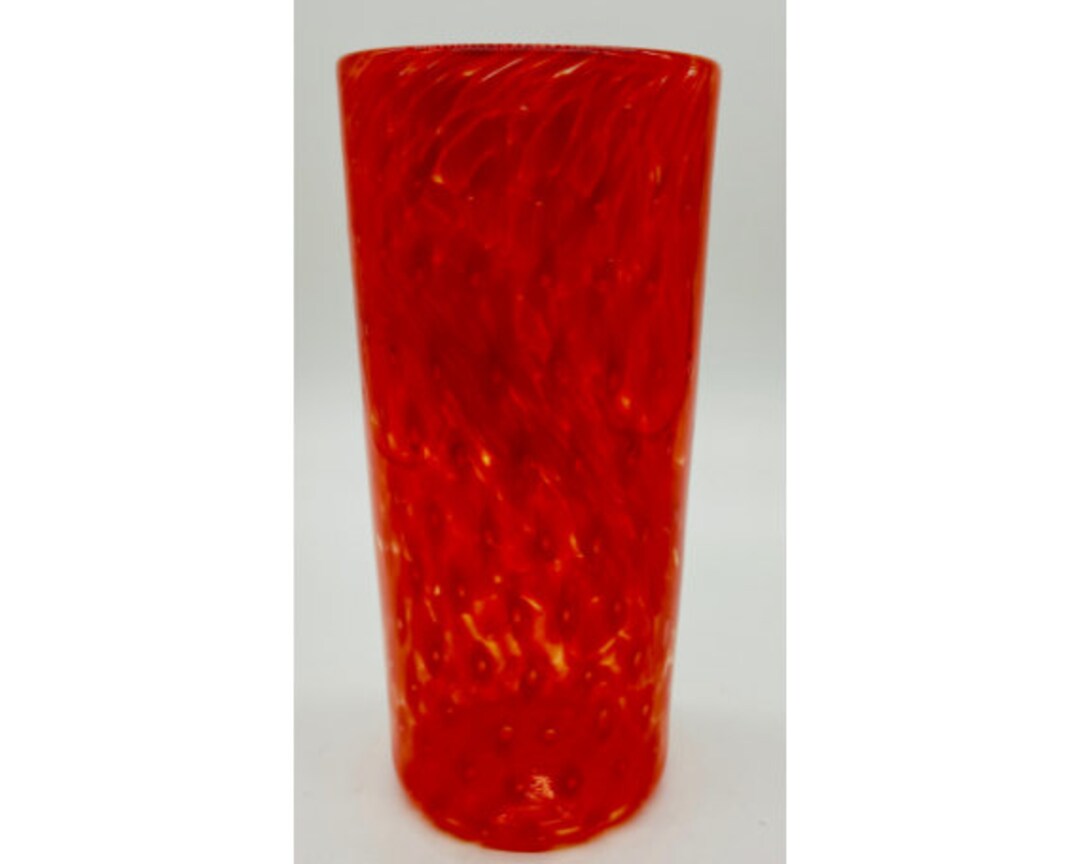 Hand Blown Glass: Red Bubble Tumbler/ Cylinder/ Vase Made by Kevin ...