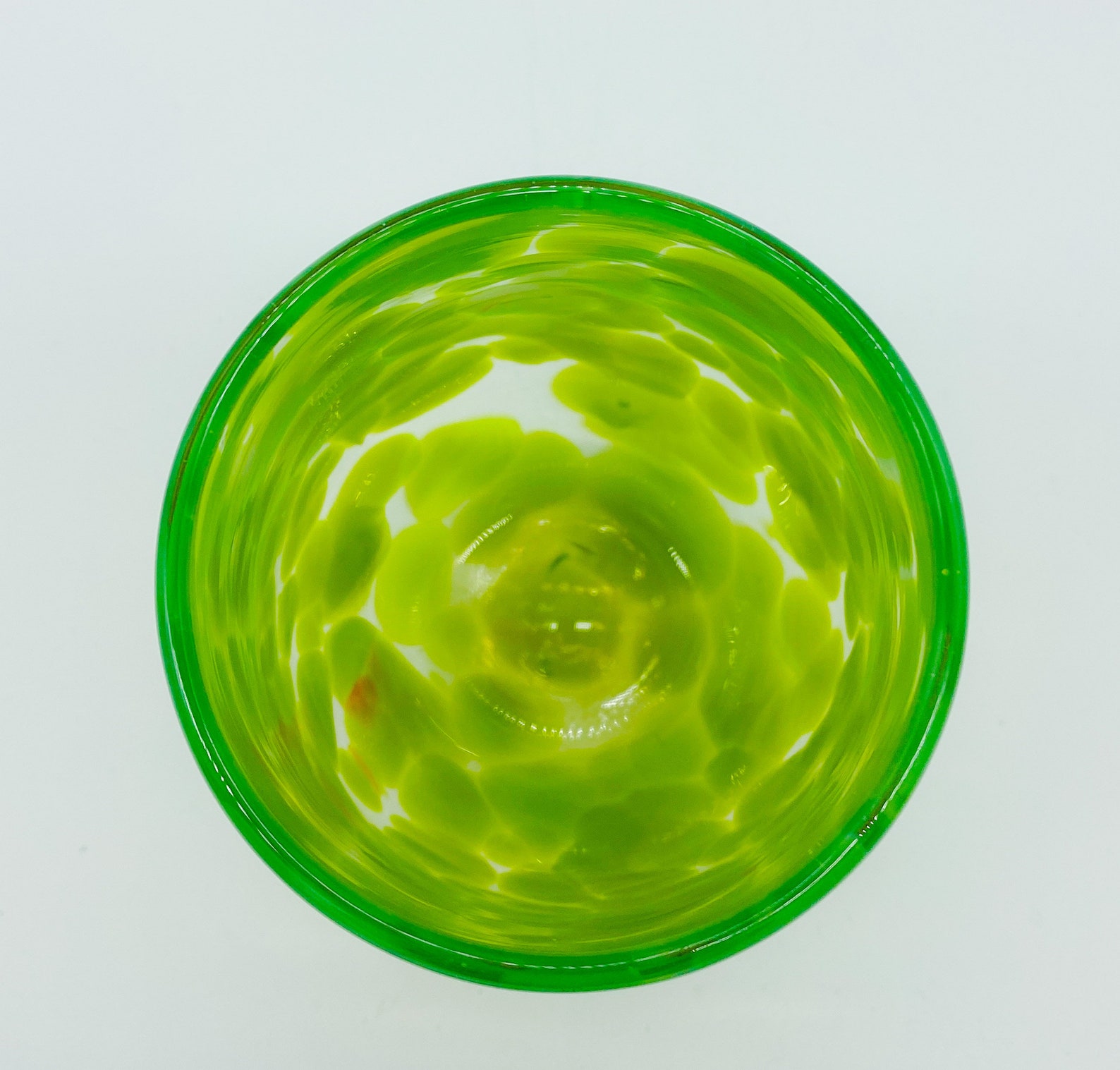 Hand Blown Glass Lime Green Stemless Wine Glass Etsy