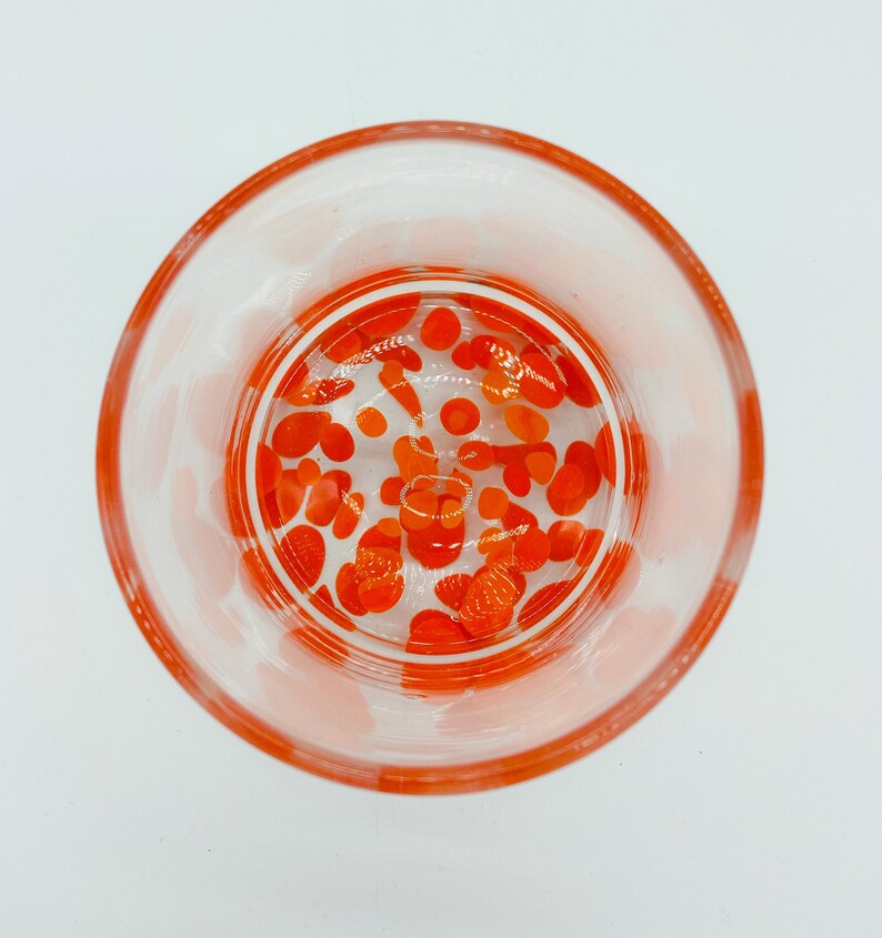 Hand Blown Glass: Orange Polka Dot Rocks Glass - Etsy