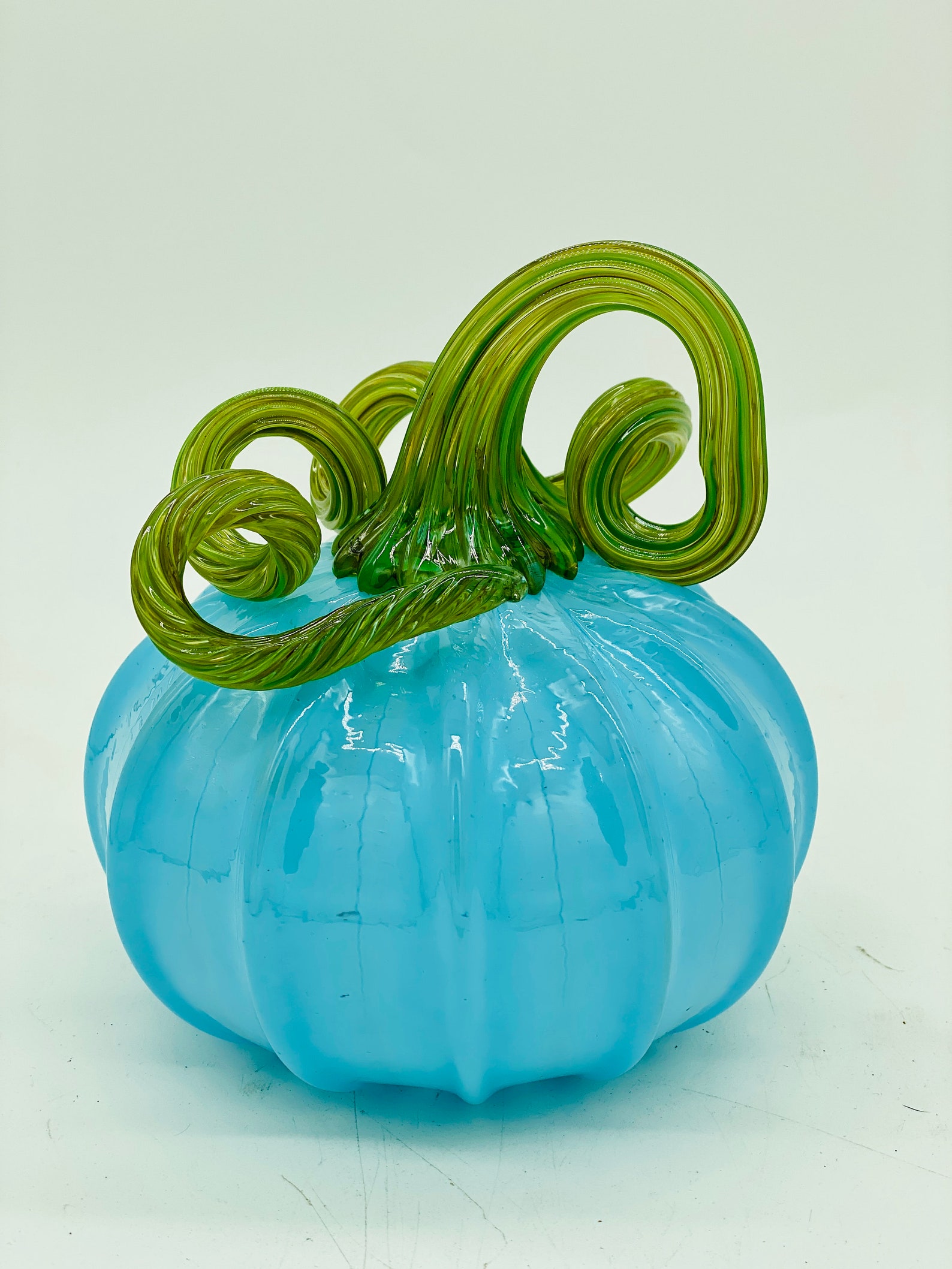 Hand Blown Glass: Robins Egg Blue Pumpkin - Etsy